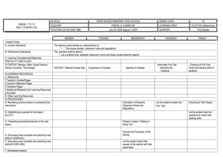 Daily Lesson Log in Science and Technology 10 FIRST GRADING SCI 10 new.doc