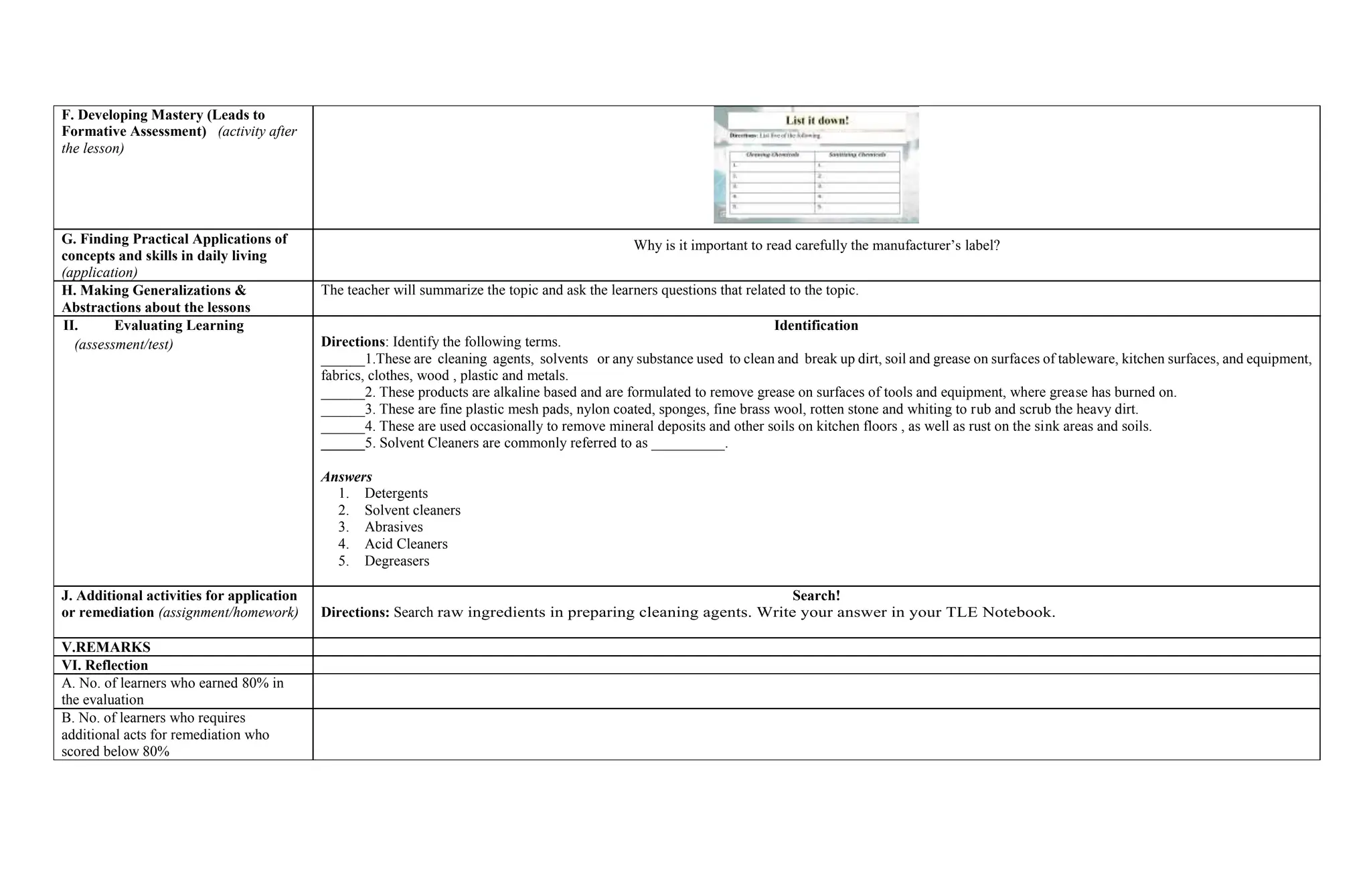 daily lesson plan in t.l.e. grade 9 week 1 | DOCX
