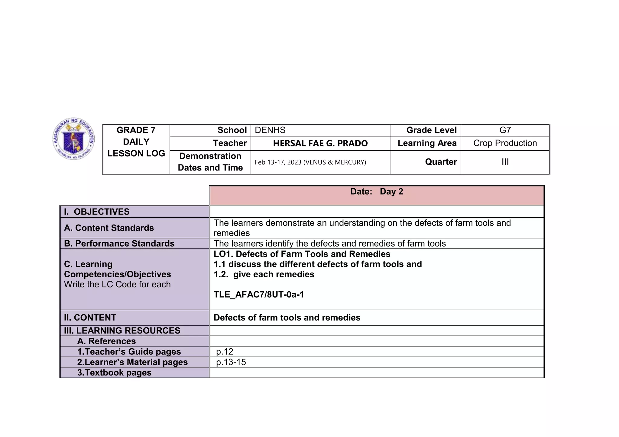 DLL in TLE CROP PRODUCTION G8-7.doc