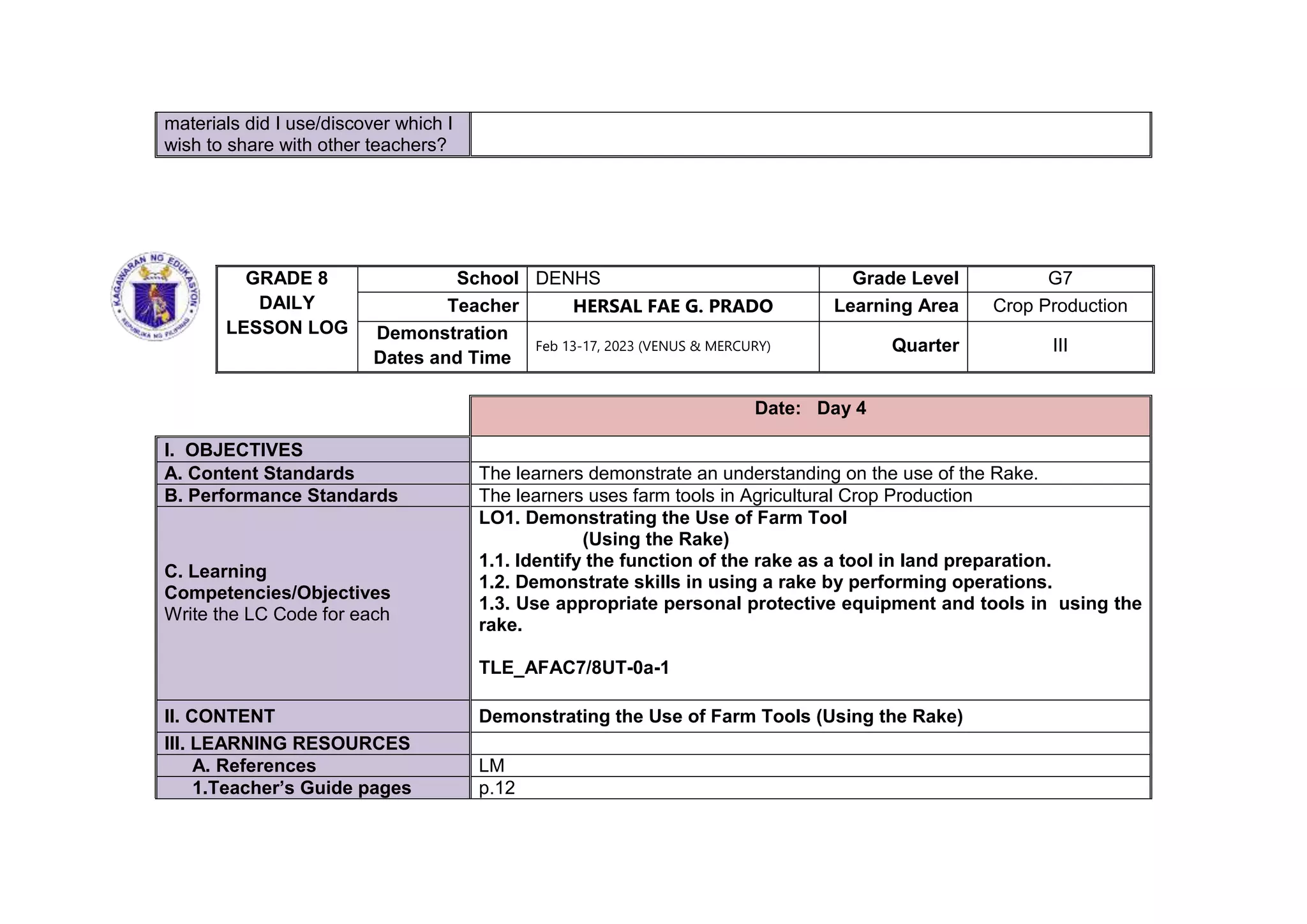 DLL in TLE CROP PRODUCTION G8-7.doc