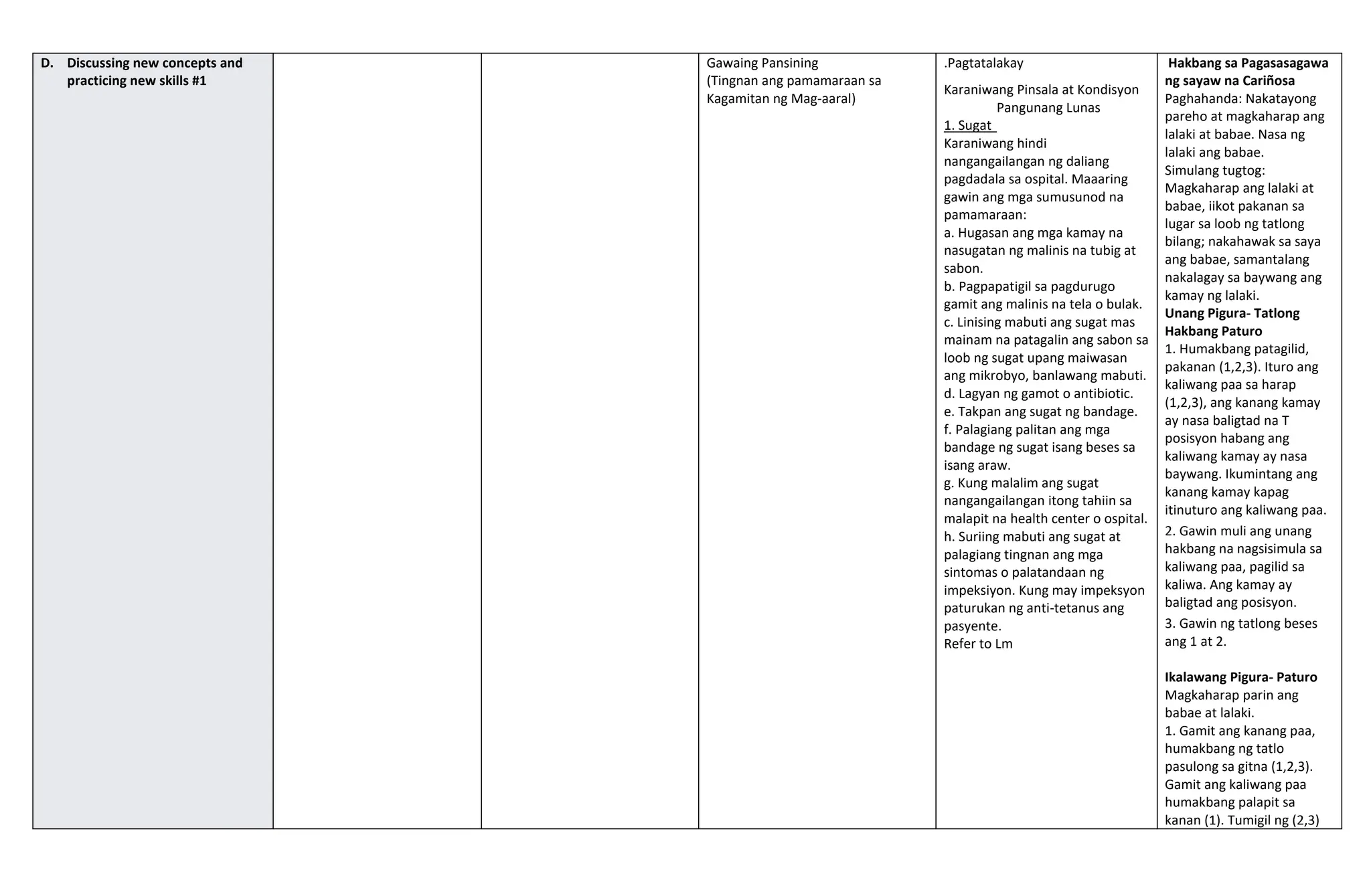DLL_MAPEH 5_Q4_W5.docx for elementary catechism | DOCX