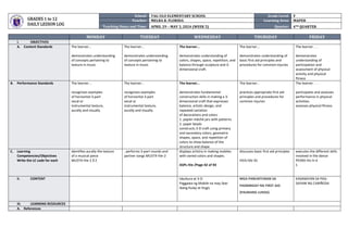 DLL_MAPEH 5_Q4_W5.docx for elementary catechism | DOCX