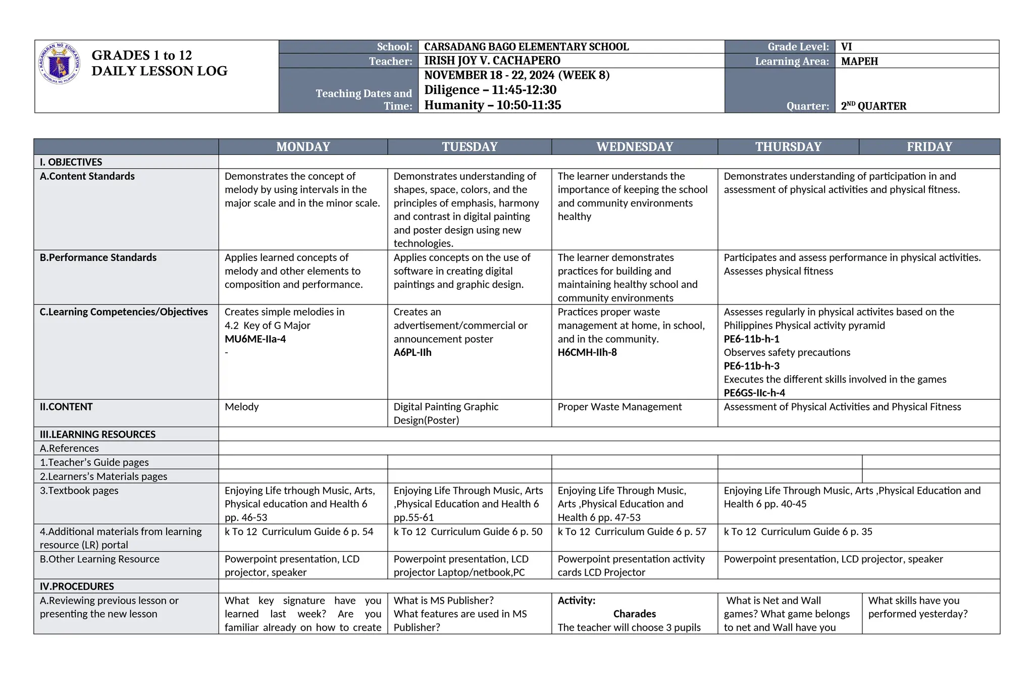 Daily Lesson Log_MAPEH 6_Quarter 2_W8.docx