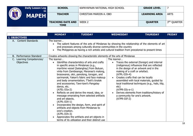 DLL MAPEH7_3rd quarter.pdf | Musicals | Genres