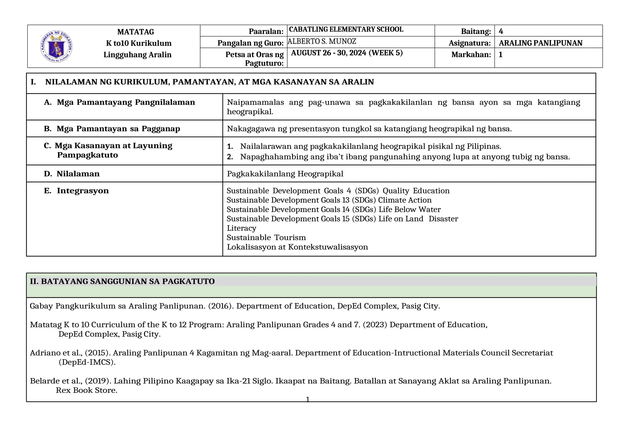 DLL MATATAG _ARALING PANLIPUNAN 4 Q1 W5.docx