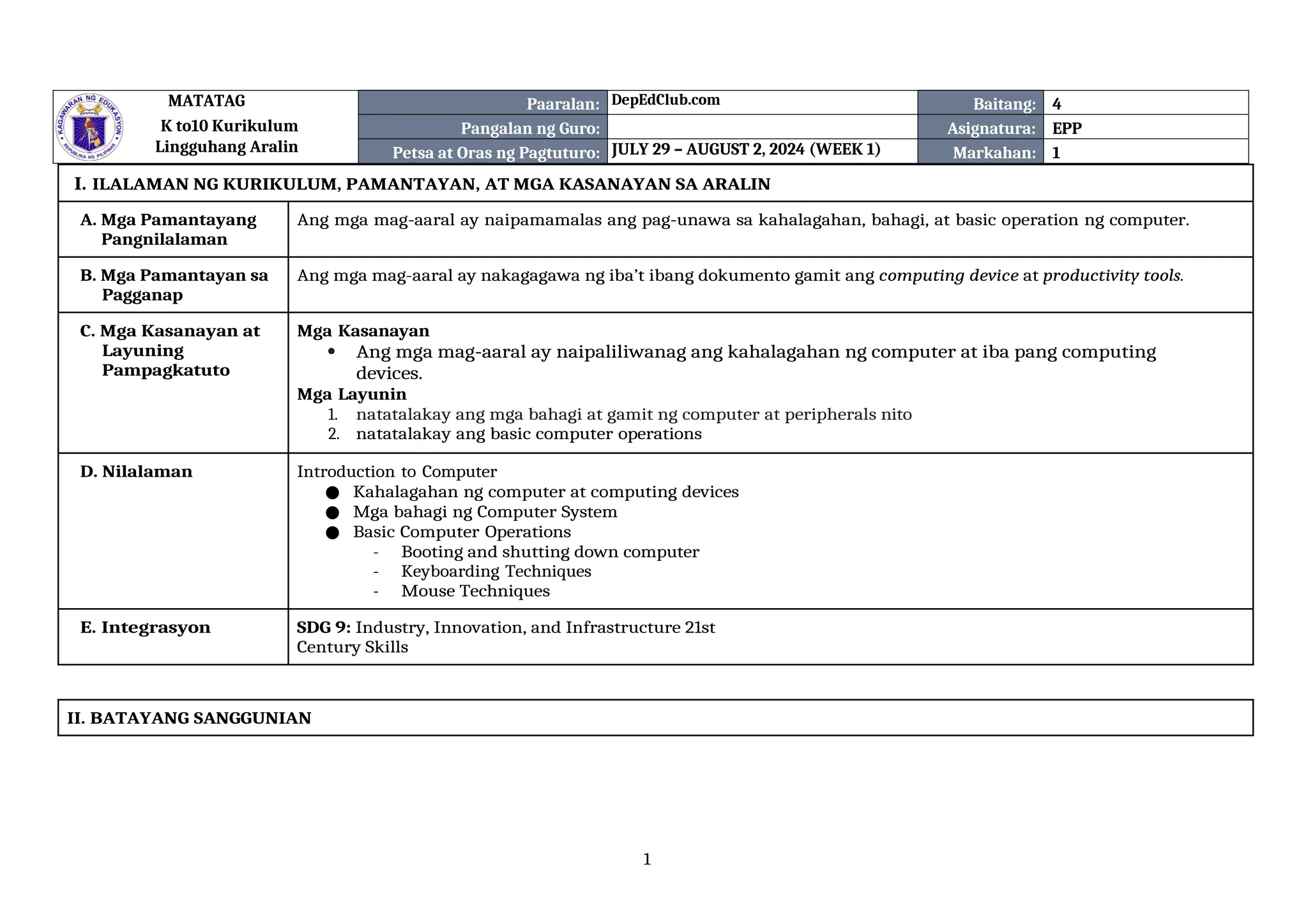 Kahalagahan ng computer at computing devices | DOCX