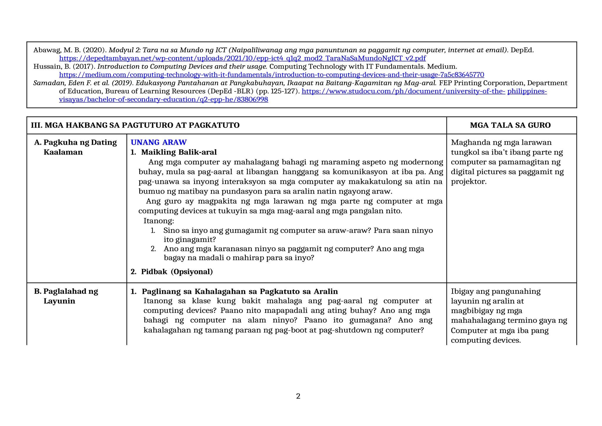 Kahalagahan ng computer at computing devices | DOCX