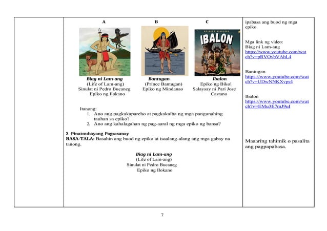 DLL MATATAG FILIPINO 7 Quarter 1 Week 4 | DOCX