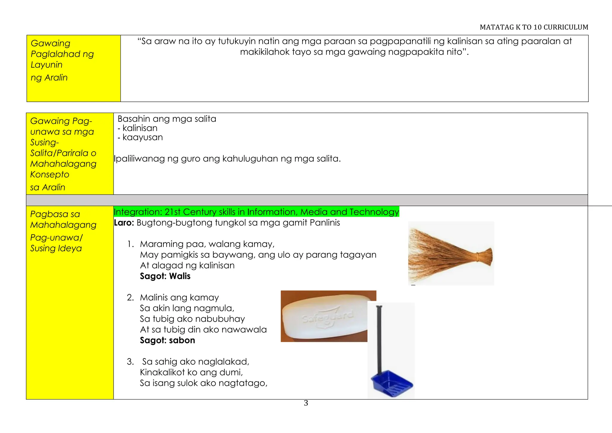 DLL in in Makabansa 1. Topic Pagpapanaliti ng kalinisan sa paaralan | DOCX