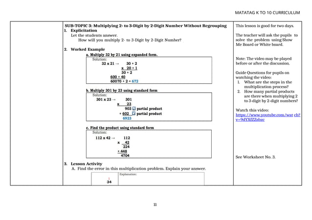 DLL for MATATAG _MATHEMETICS 4 Q2 W1 new | DOCX | Homework and Study | Education
