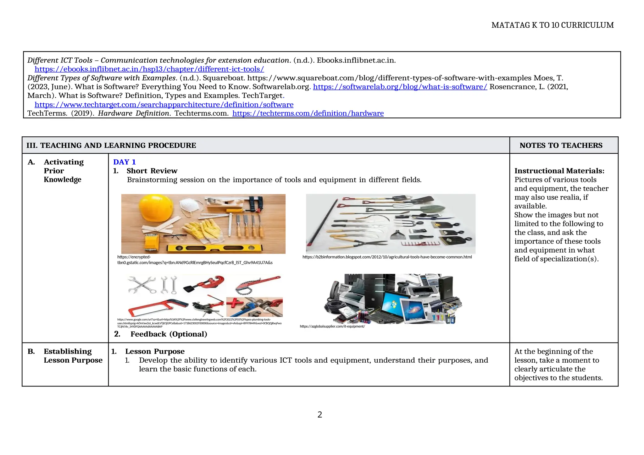 Daily Lesson Log MATATAG ICT TEchnology 8 | DOCX