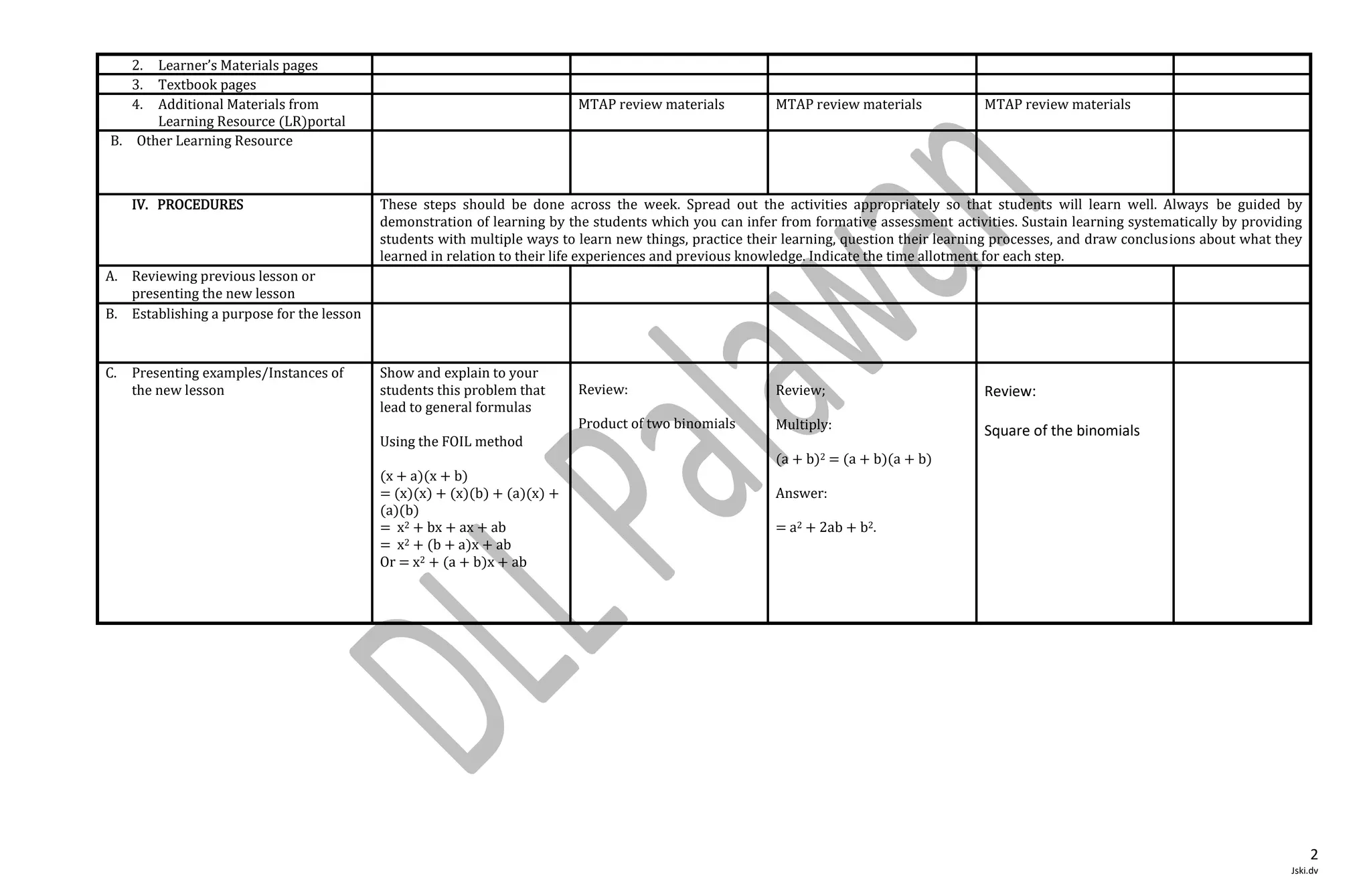 DLL Math Grade7 Quarter2 Week6 (Palawan Division).docx