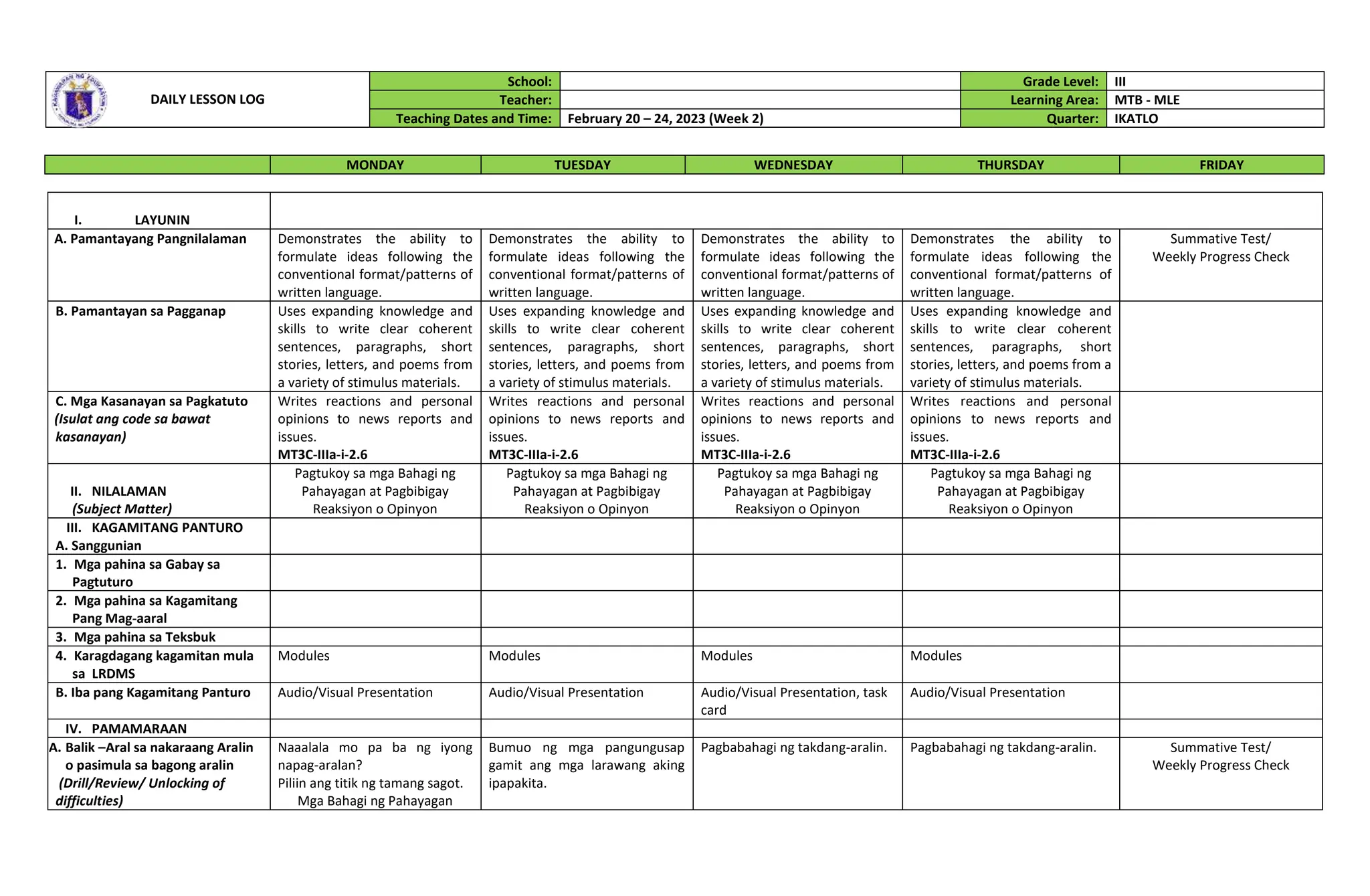 DLL_MTB3_Q3_W2.docx daily lesson plan in mob | PPT