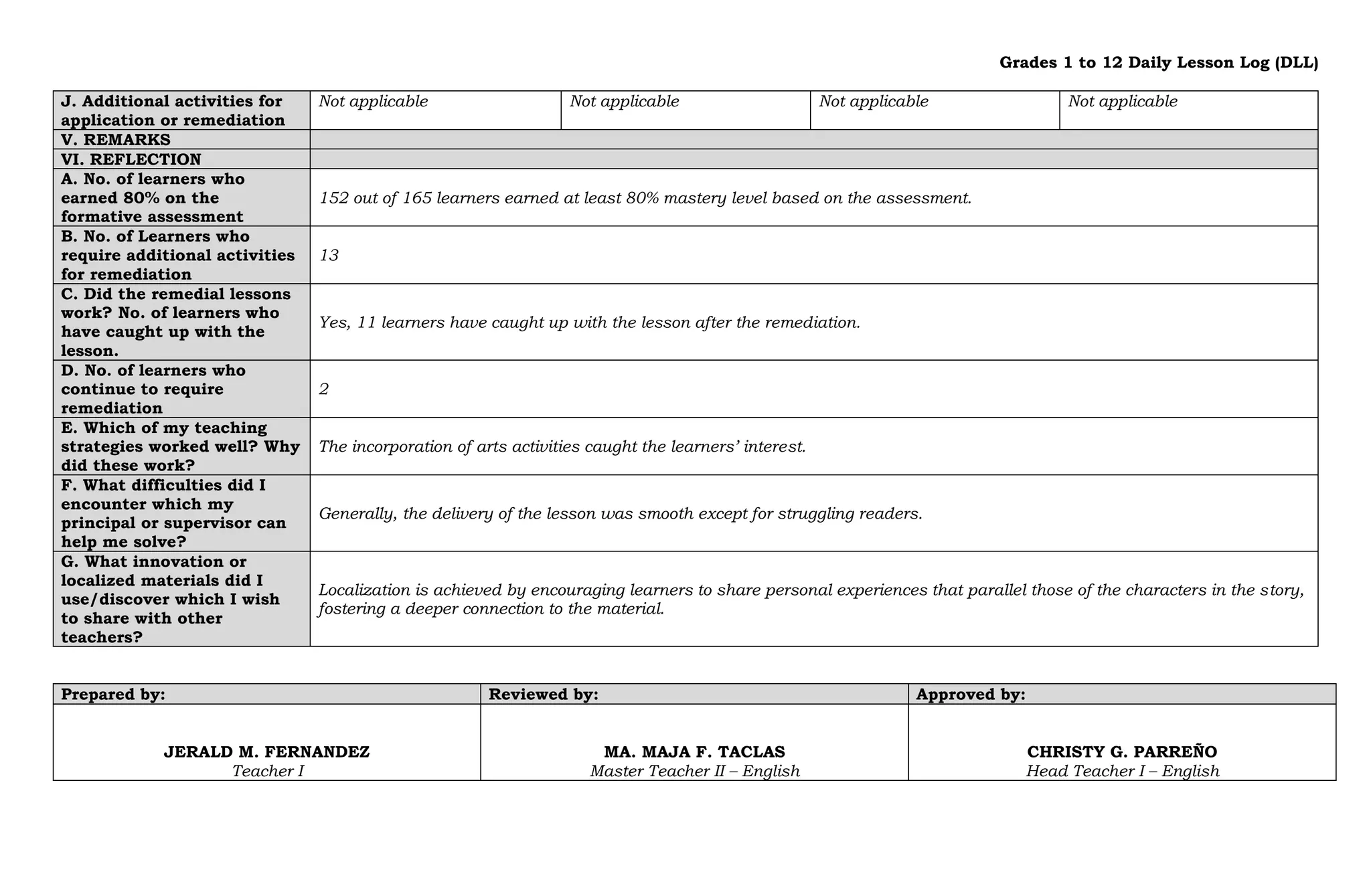 DLL on Elements of Fiction by Jerald Fernandez.docx