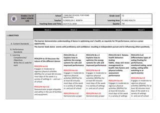 DLL PEH. for teaching physical education and health | PDF