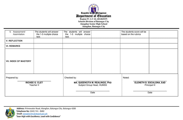 Lesson plan in Personal Development for Week 4 | DOCX | Parenting ...
