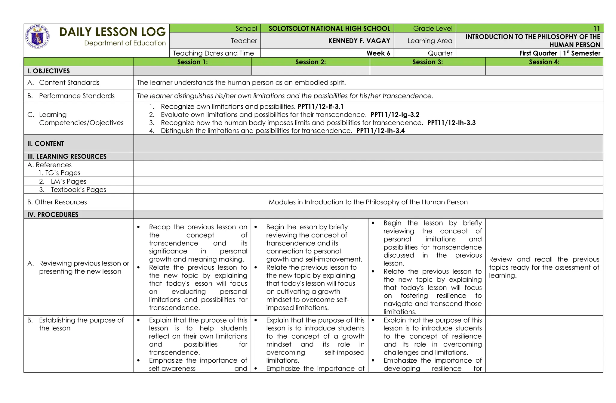 DLL philosophy QUARTER 1 WEEDLL philosophy QUARTER 1 WEEK 6.docxDLL philosophy QUARTER 1 WEEK 6 ...