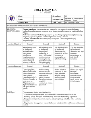 Comprehensive Lesson Plan on Historical Consciousness for Grade 11 ...