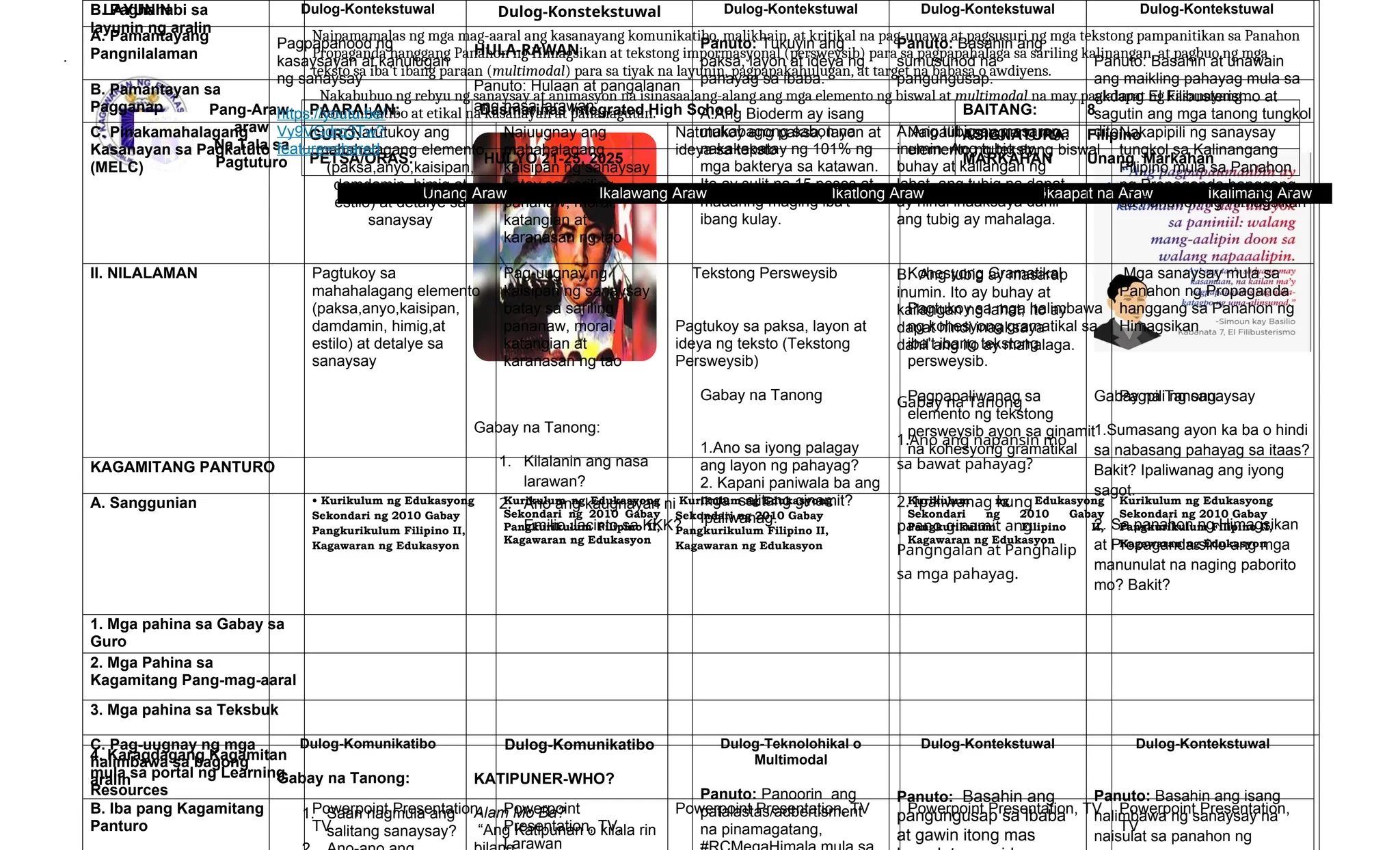 Mahahalagang Elemento ng sanaysay Daily Lesson plan | DOCX