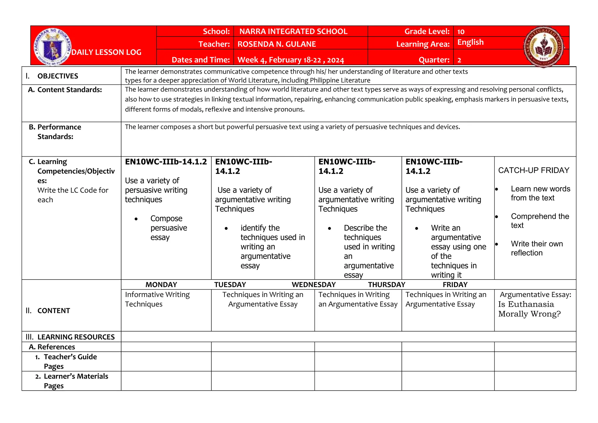 Daili Lesson Log English 10 Quarter 3 Lesson 4 Q3 L4.docx