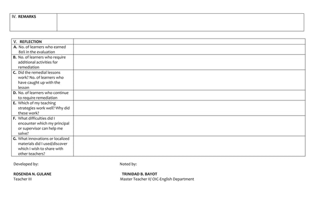 Daily Lesson Log in English 10 Quarter4 Lesson 4 | DOCX | Homework and Study | Education