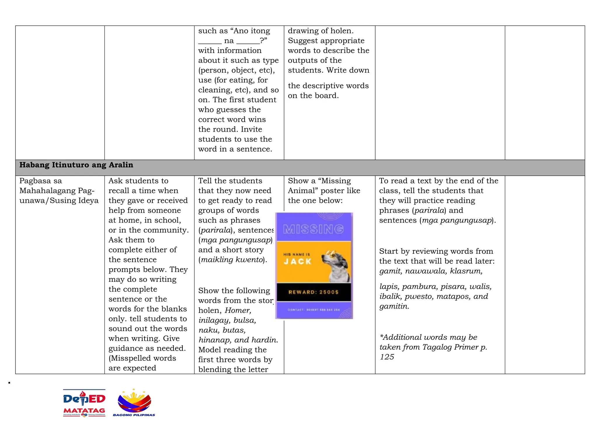 Daily Lesson Log of Grade 1 class....... | DOCX