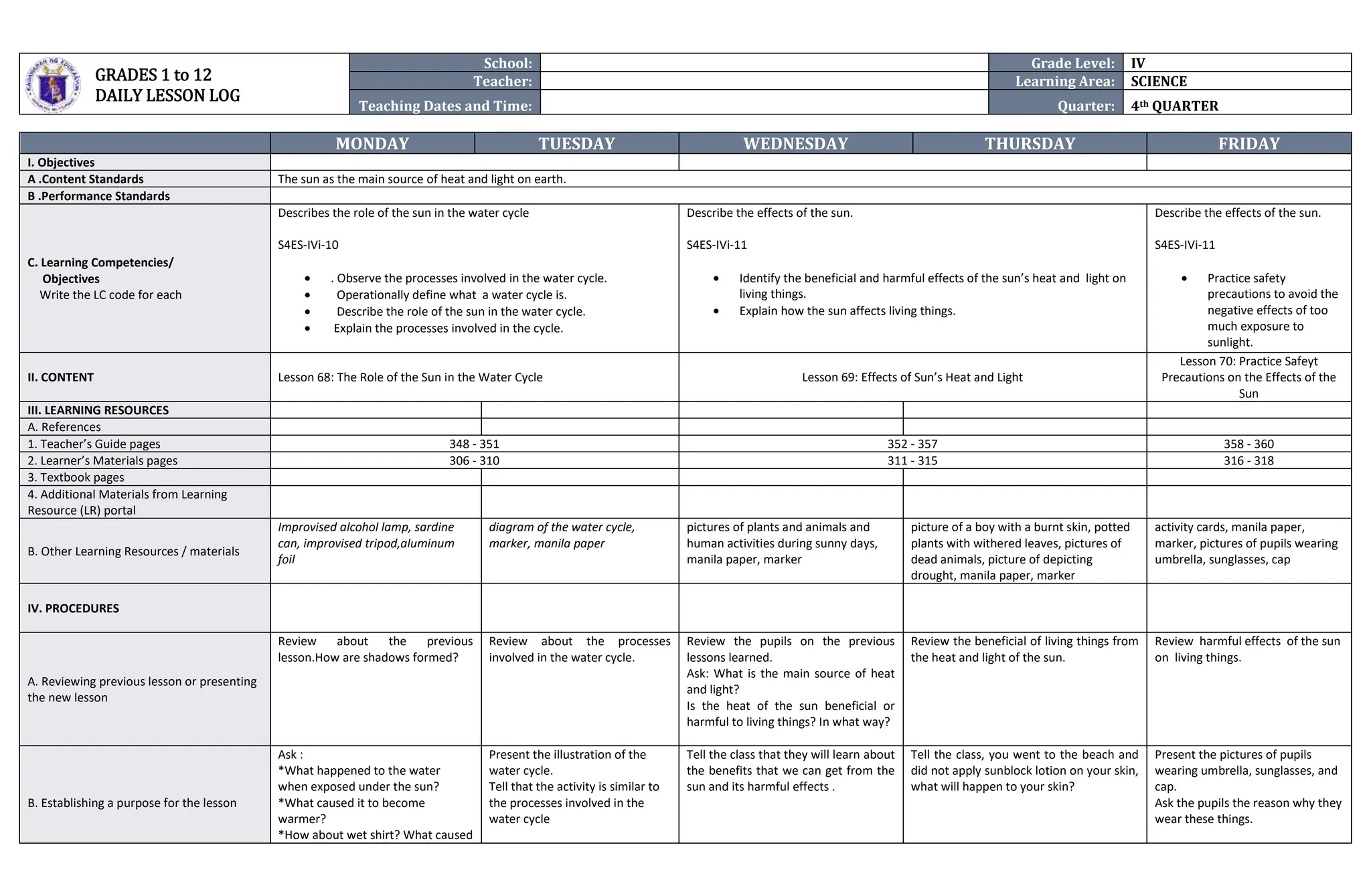 daily-lesson- log grade 4 week 7 Q four | PPT