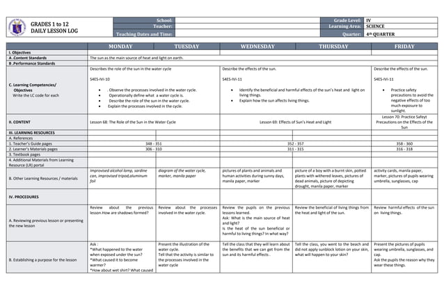 daily-lesson- log grade 4 week 7 Q four | PPT