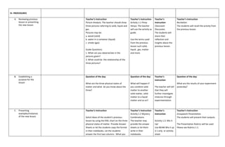 Daily Lesson Log science quarter one week one | DOCX | Chemistry | Science