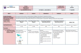 Daily lesson log in science 6 with the 5 Es | DOCX