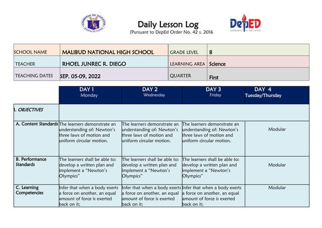 DLL Science 8 Q1W2 deped sample dll dlp.docx