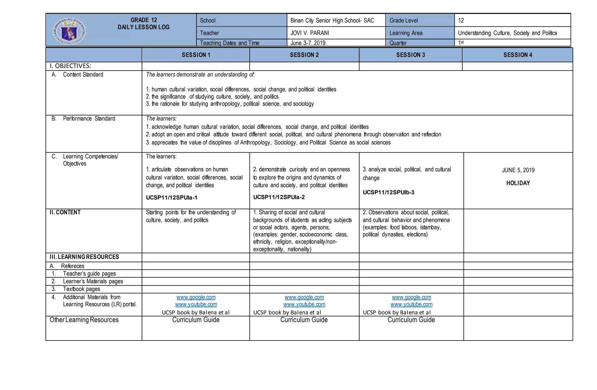 Dll ucsp week 1 | DOCX