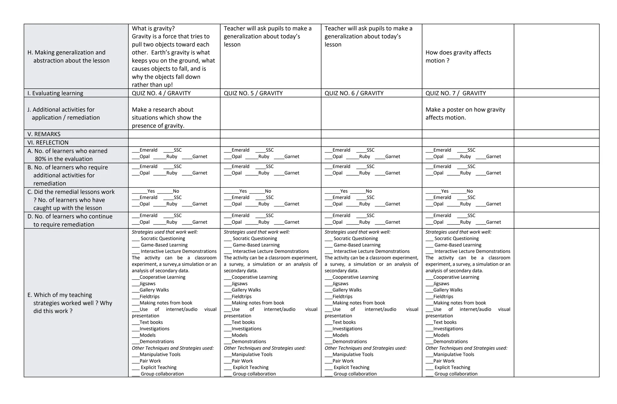 Science 6-Quarter 3 Daily Lesson Log Week 5 | DOCX
