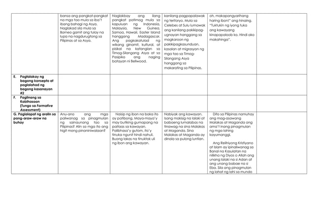 DAILY LESSON LOG WEEK 3 ARALING PANLIPUNAN 5 | DOCX