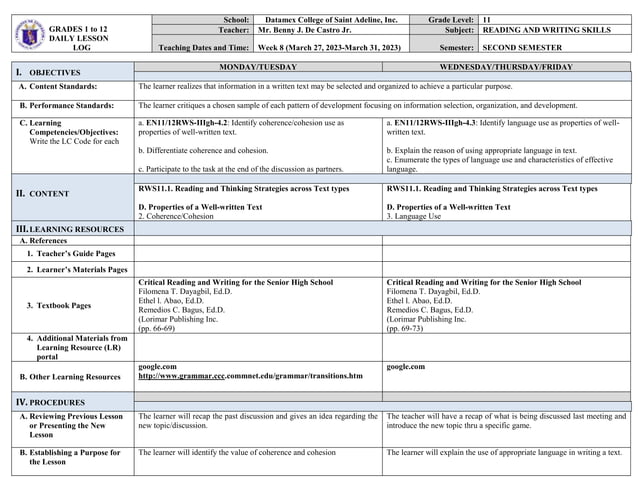 DLL WEEK 8 READING AND WRITING.docx
