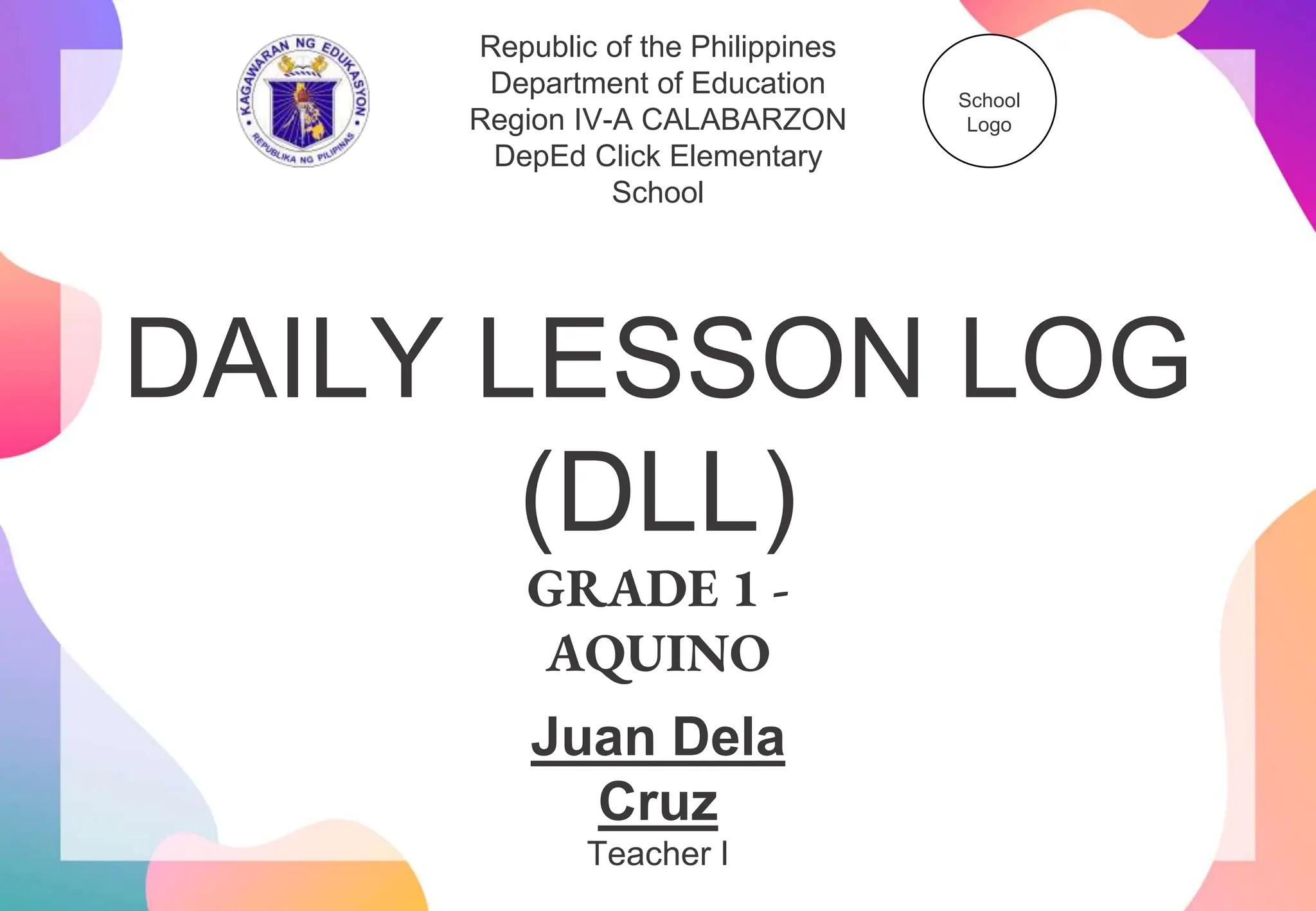 Daily lesson log sample cover only. pptx | PPTX