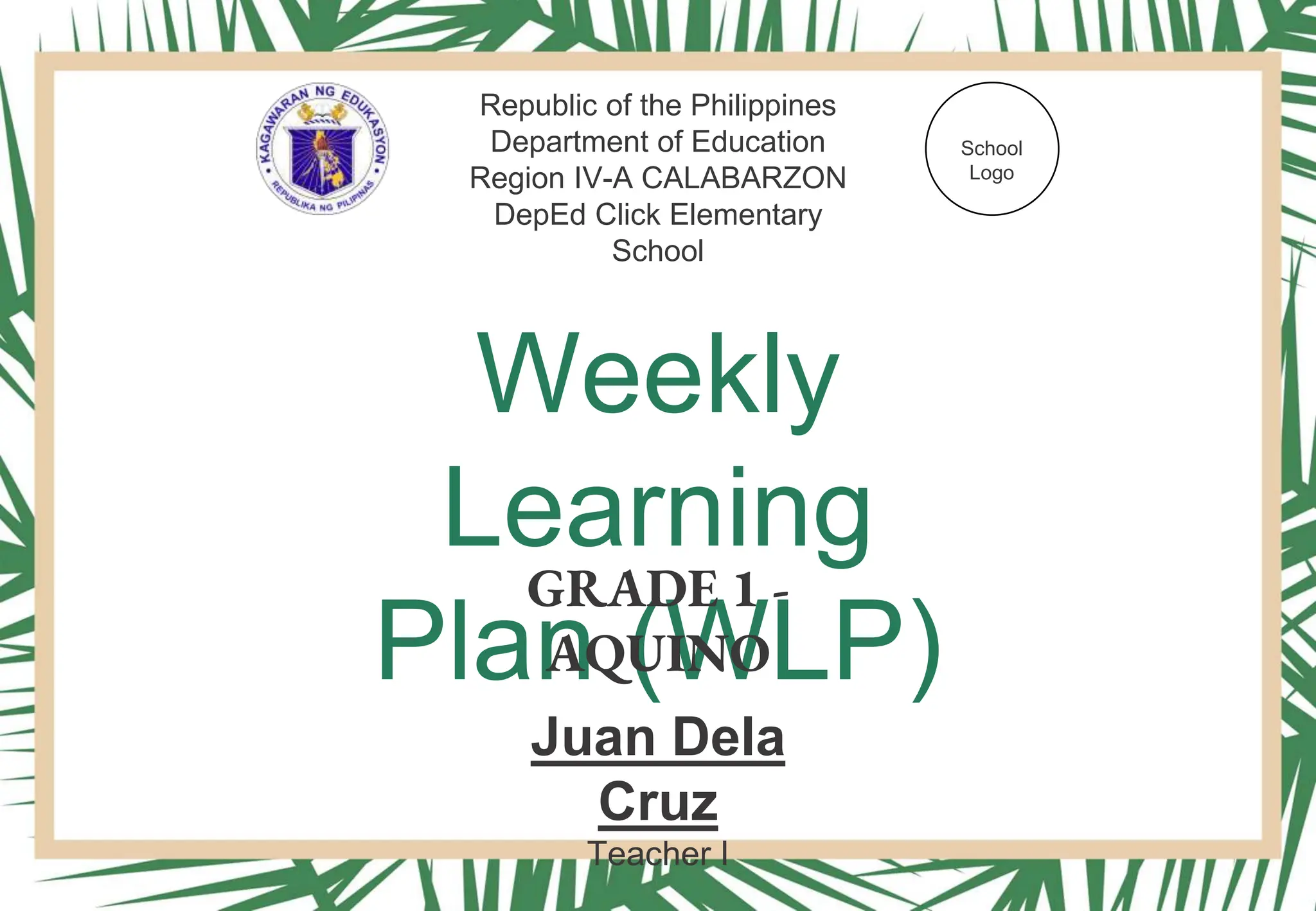 Daily lesson log sample cover only. pptx | PPTX