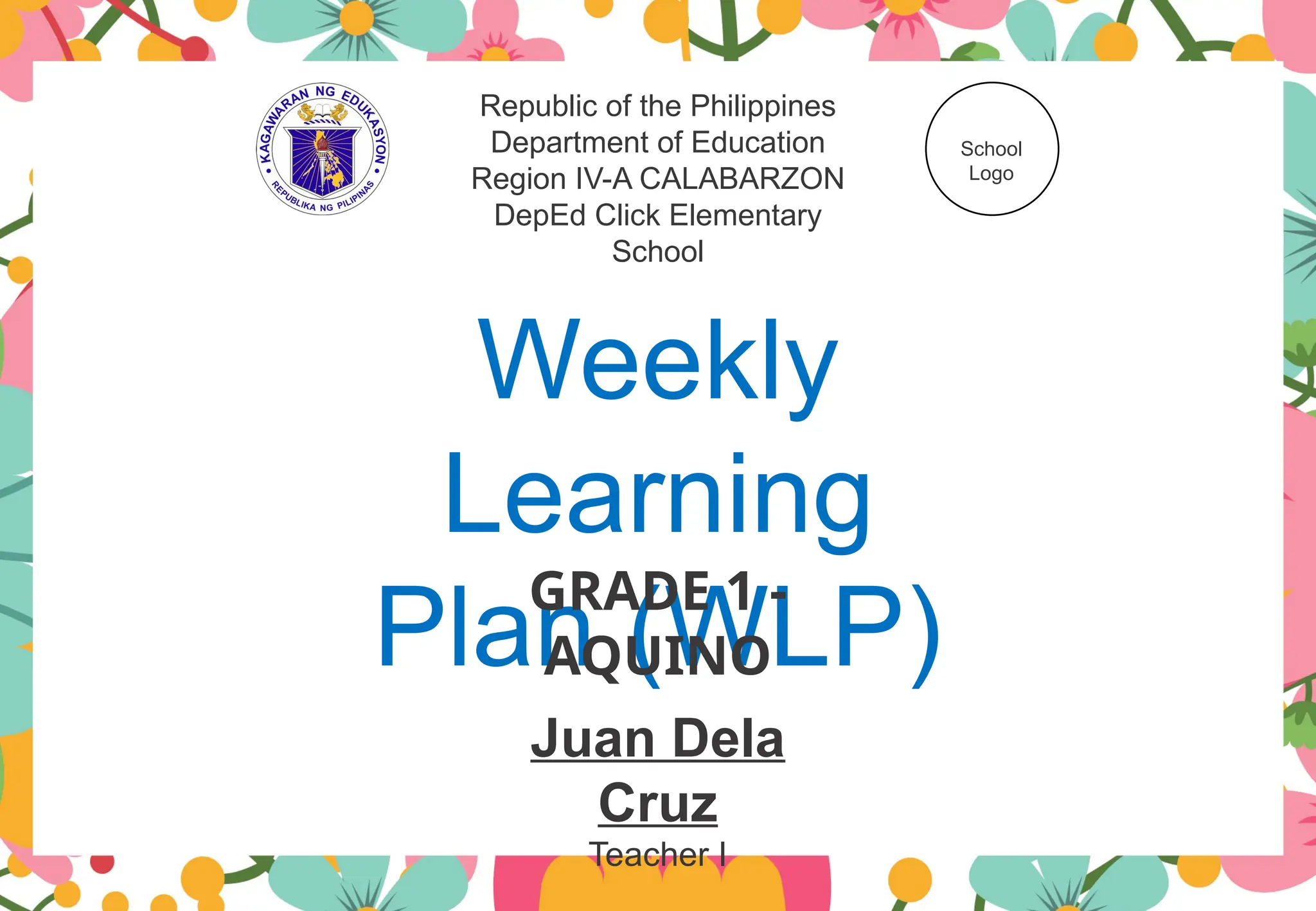 DLL WLP COVER.pptx daily lesson log cover | PPTX