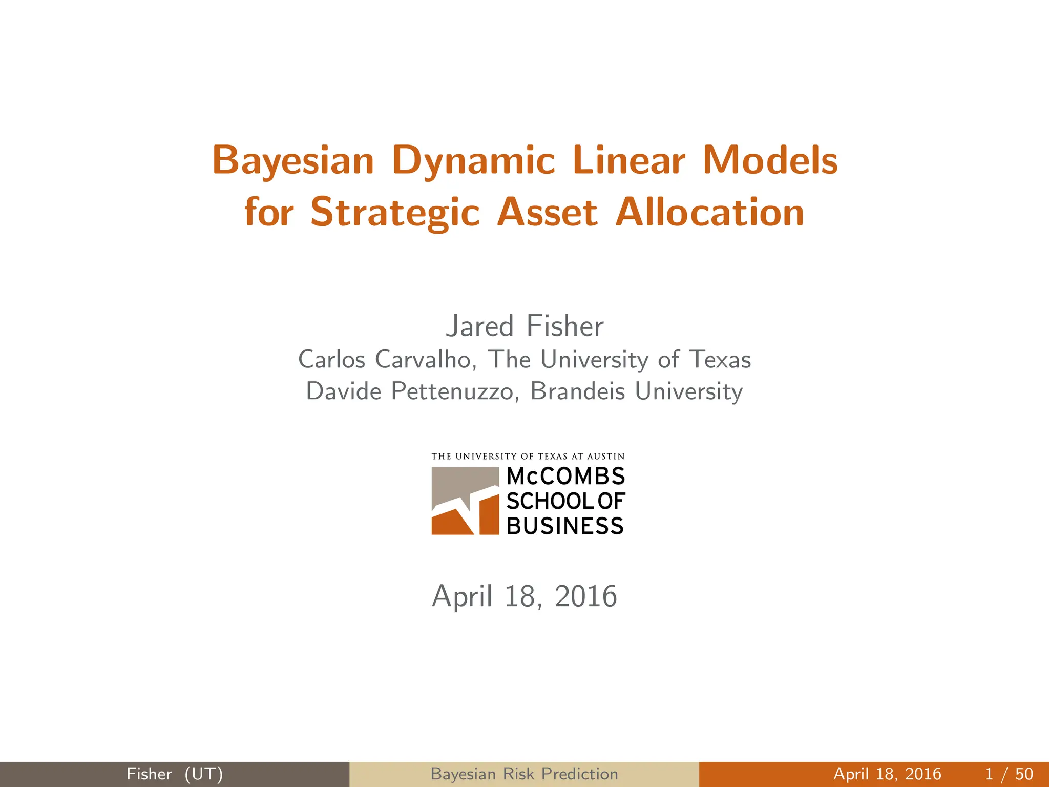 Bayesian Dynamic Linear Models For Strategic Asset Allocation Ppt