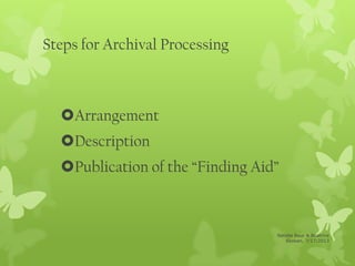 Archival Arrangement, Description & Access | PPT