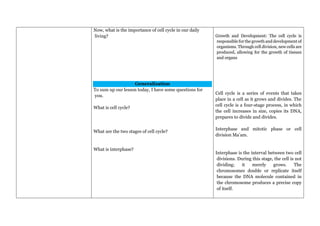 Detailed lesson plan- CELL CYCLE. DELA CRUZ, IRISH | DOCX