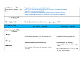 Detailed lesson plan- CELL CYCLE. DELA CRUZ, IRISH | DOCX