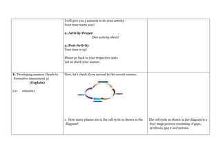 Detailed lesson plan- CELL CYCLE. DELA CRUZ, IRISH | DOCX