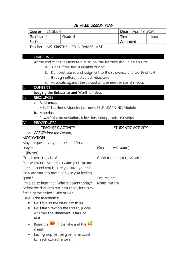 Daily Lesson Plan - English Grade 9 9.docx