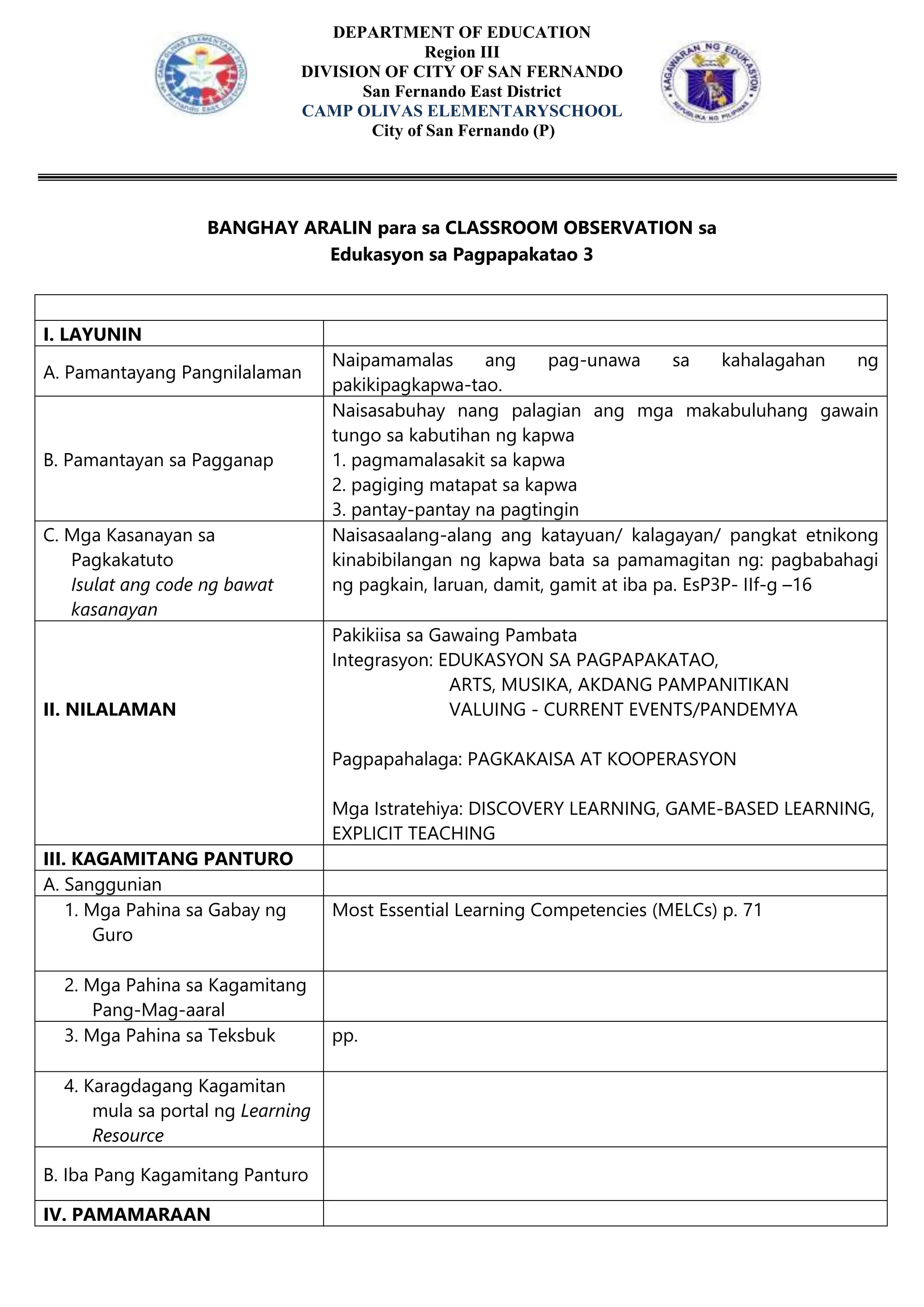 DLP - ESP3 Pakikiisa sa Gawaing Pambata.docx