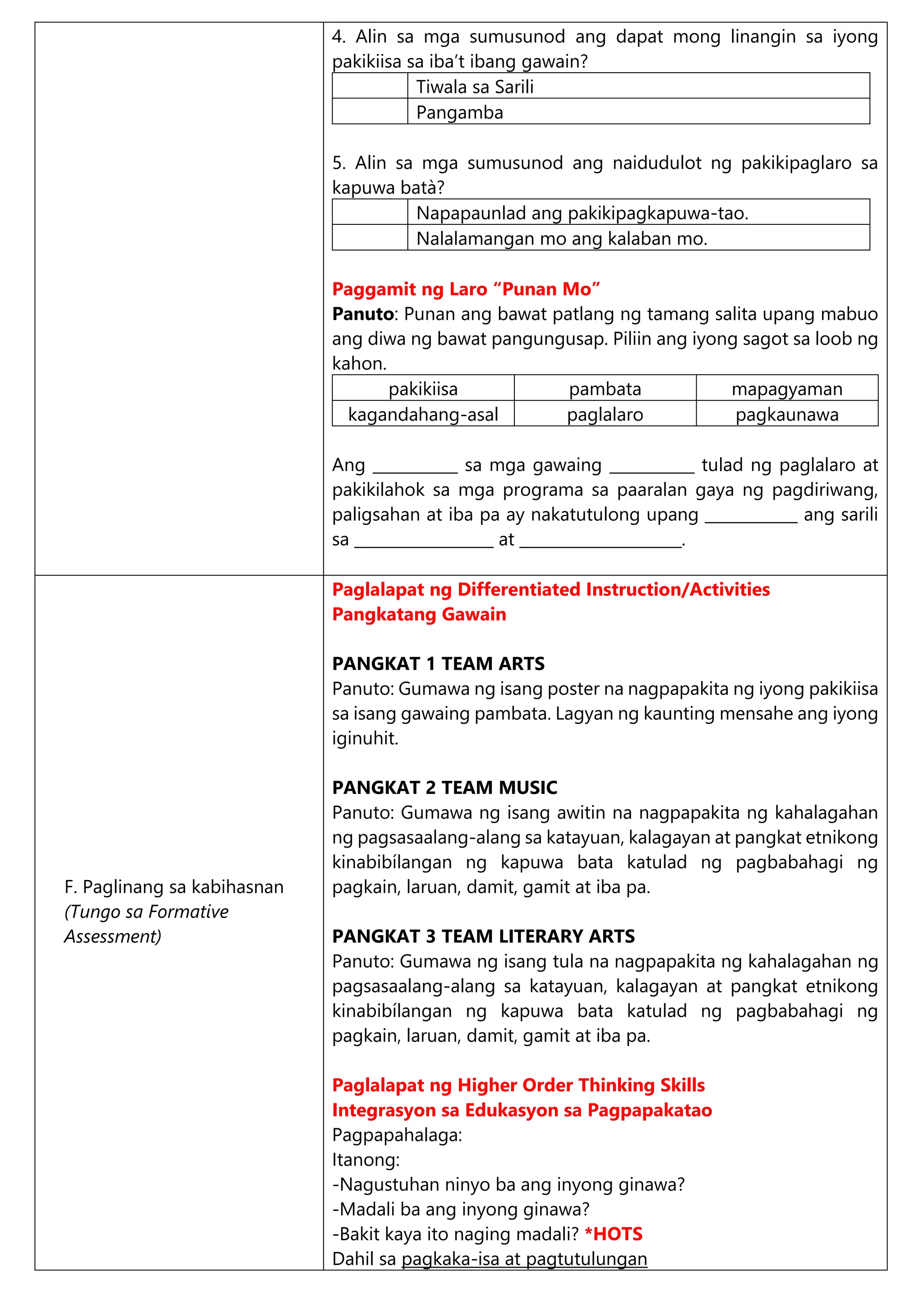 DLP - ESP3 Pakikiisa sa Gawaing Pambata.docx