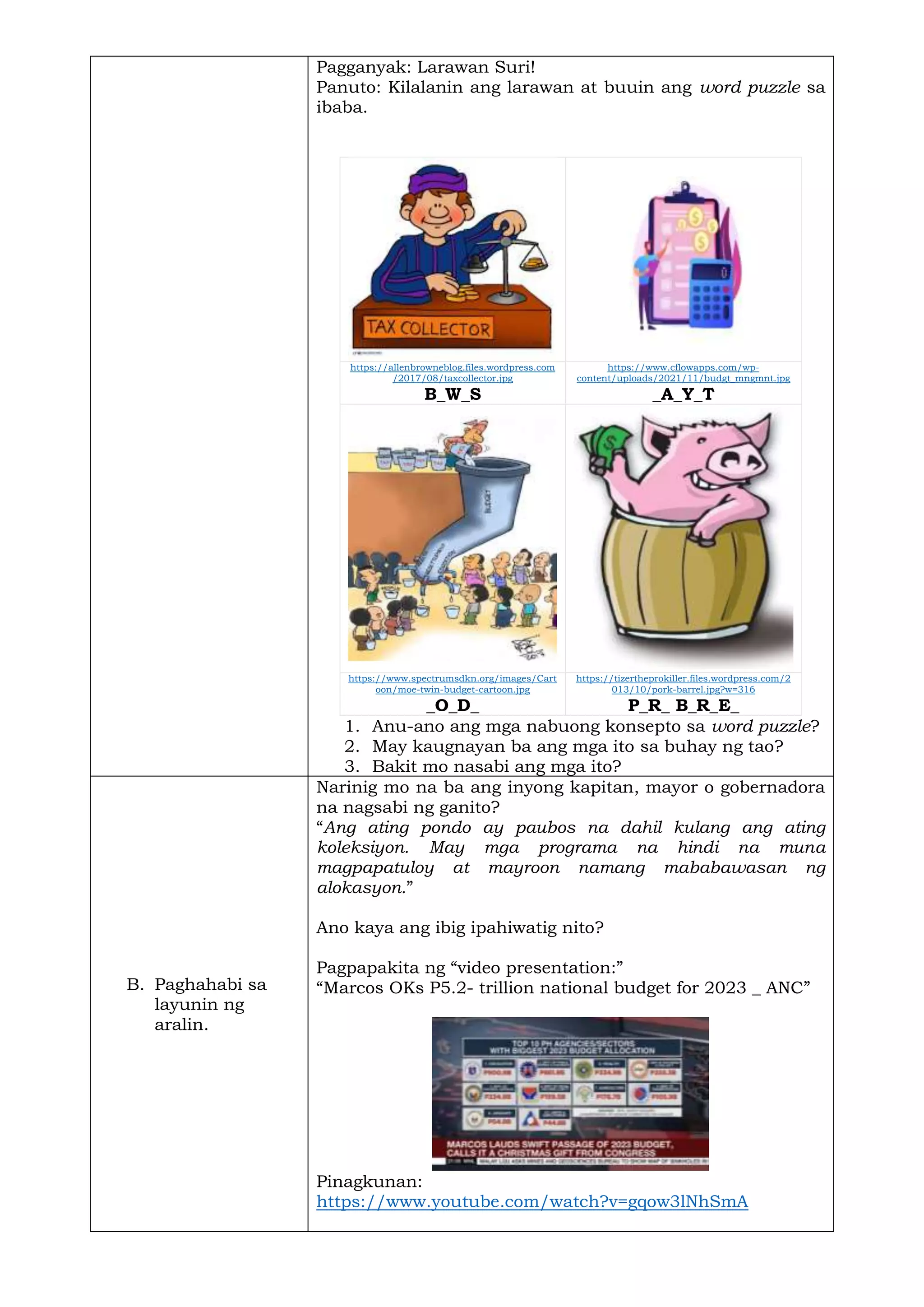 DLP - Detailed Lesson Plan - Patakarang Piskal | DOCX