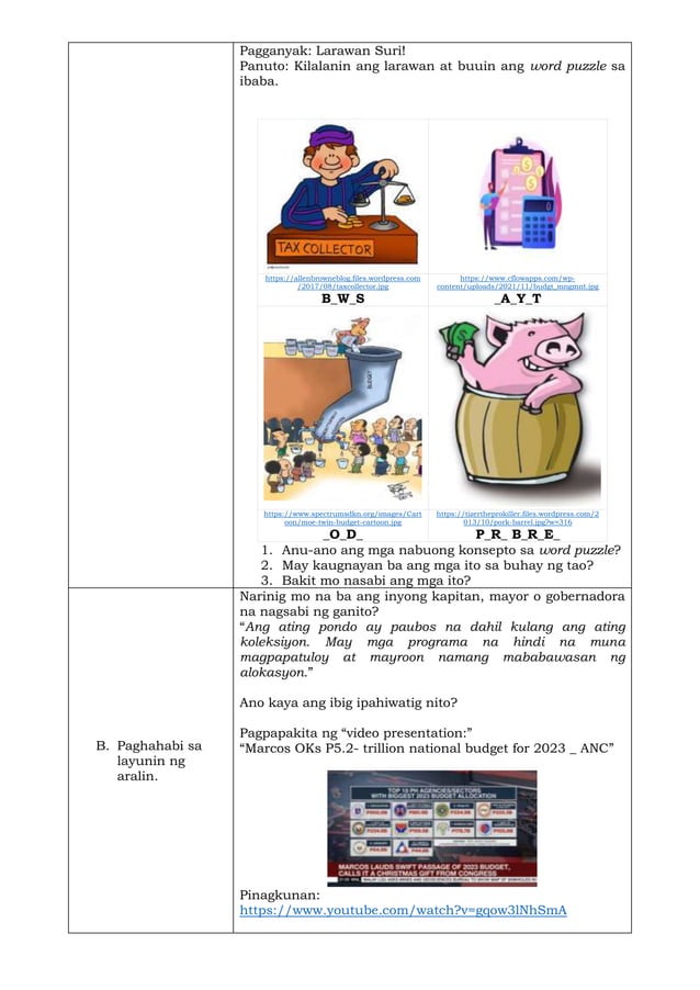 DLP - Detailed Lesson Plan - Patakarang Piskal | DOCX