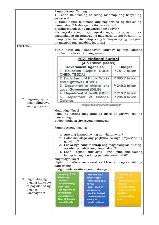 DLP - Detailed Lesson Plan - Patakarang Piskal | DOCX