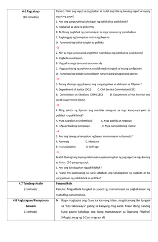 Dlp-politikal na pakikilahok at gawaing pansibiko | DOCX